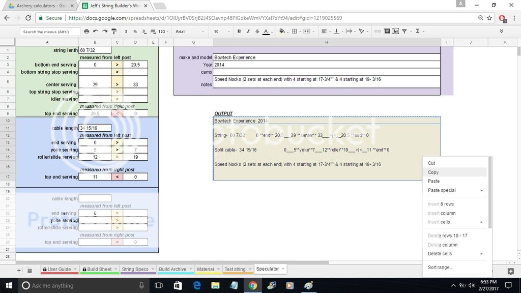 DIY string making spreadsheet | Archery Talk Forum