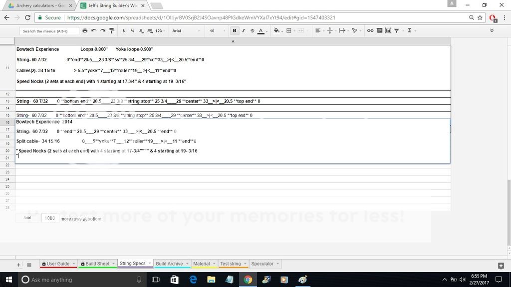 DIY string making spreadsheet | Archery Talk Forum