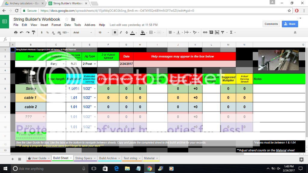 DIY string making spreadsheet | Archery Talk Forum