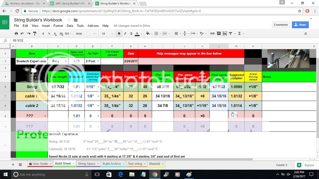 DIY string making spreadsheet | Archery Talk Forum